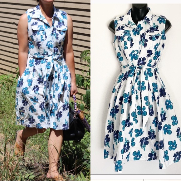 Vintage | Dresses | Cotton Midi Floral Cottage Core Preppy Summer Dress ...